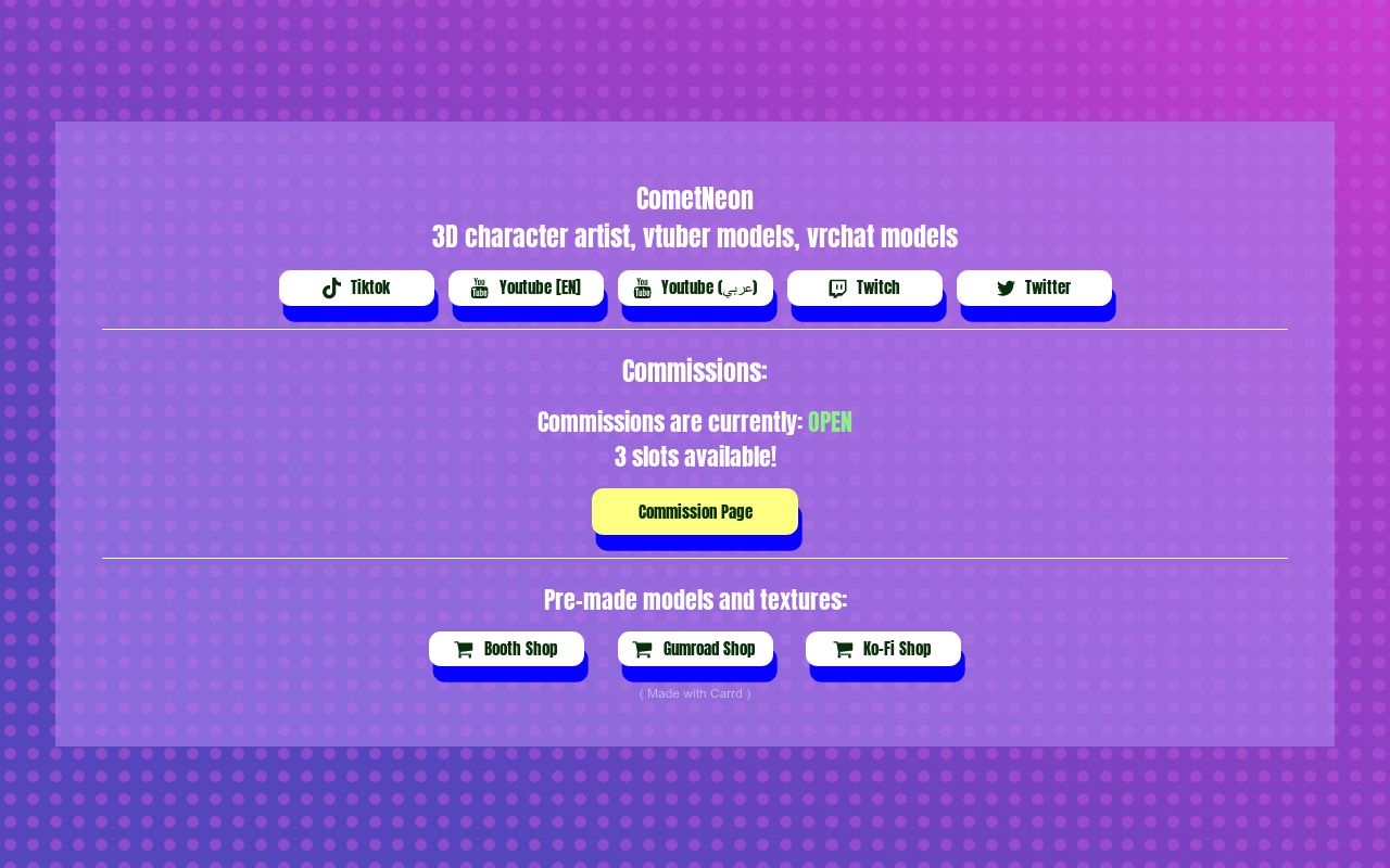 CometNeon's Socials and Commissions